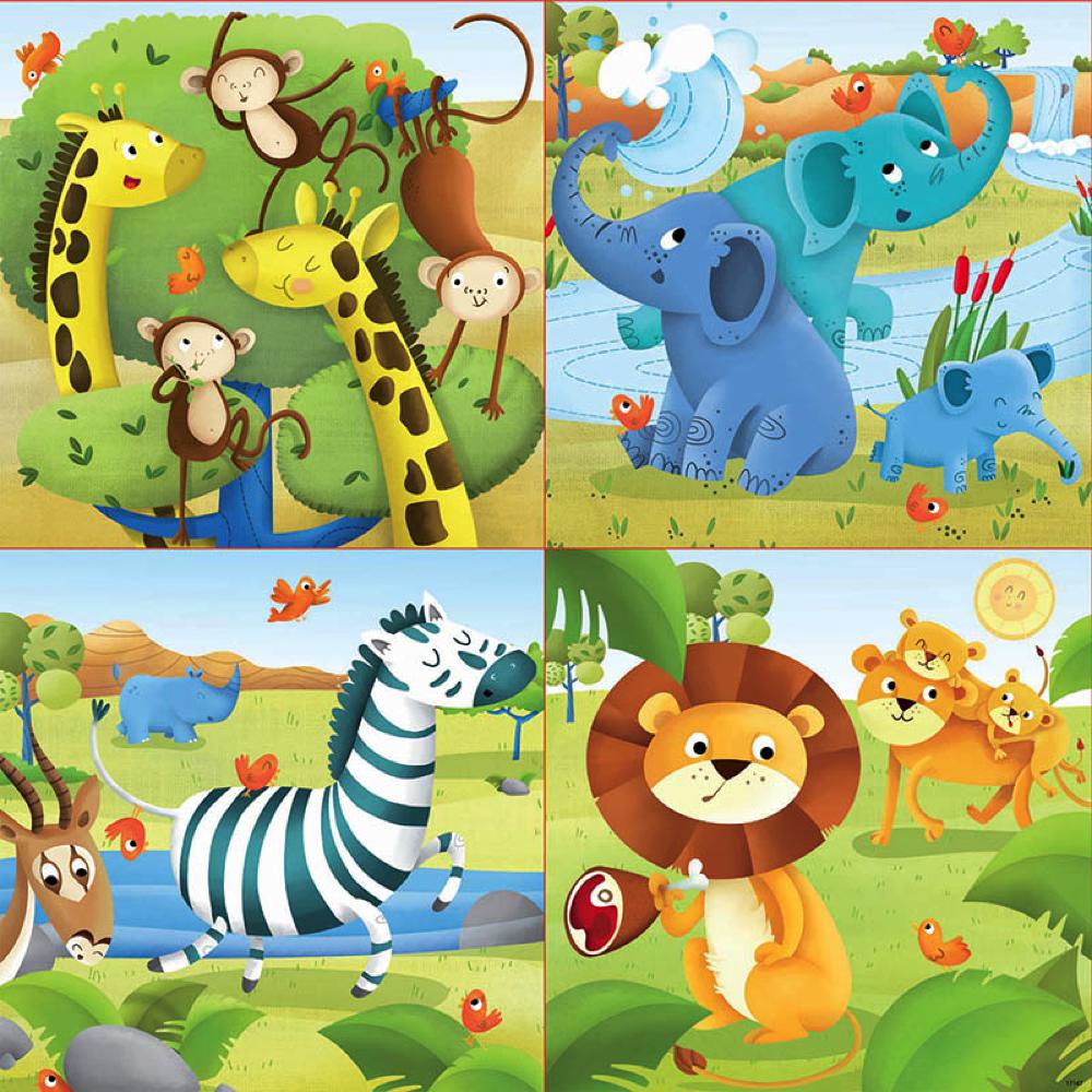 4 Casse-têtes progressifs - Animaux de la savane – L'atelier de Charlotte